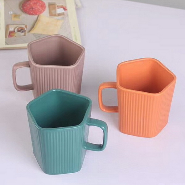 Food Grade Pentagon Design Black Ceramic Mug Glazed - Buy ceramic mug ...
