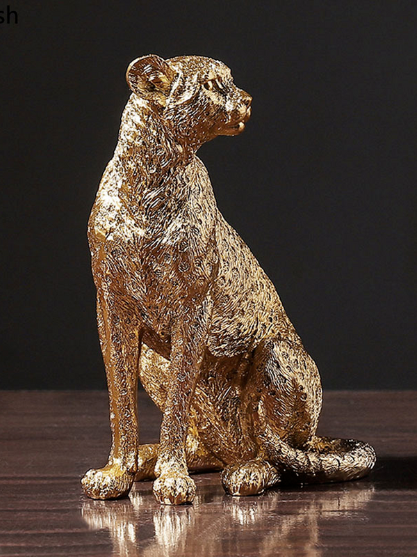 Golden Leopard Statue Nordic Living Room Decoration Desktop Animal ...