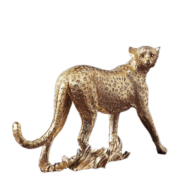 Golden Leopard Statue Nordic Living Room Decoration Desktop Animal ...