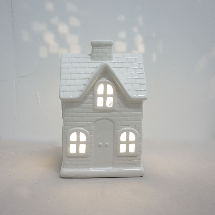 White Porcelain Christmas House with Led Light - Buy ceramic santa ...