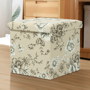 Home Furniture Linen Colorful Foldable Kids Storage Box Ottoman Linen ...