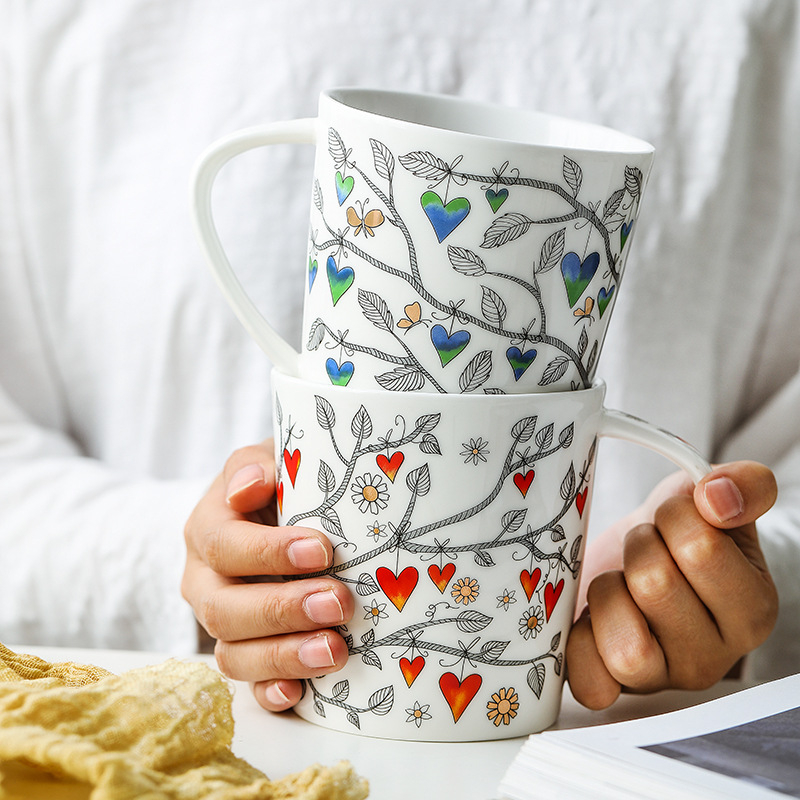 Creative Matt Ceramic Mug with Japanese And Korean Style Love Rattan ...