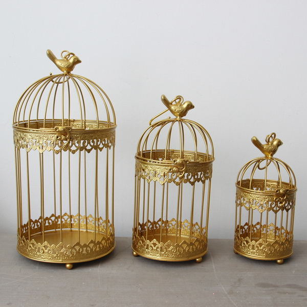 Golden Modern Iron Wrought Metal Birdcage - Buy design cage birds ...