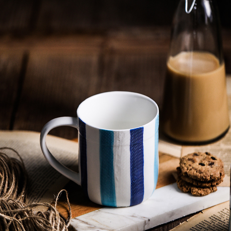 Retro Reinforced Porcelain Mug Coffee Mug Water Mug Milk Mug Embossed ...